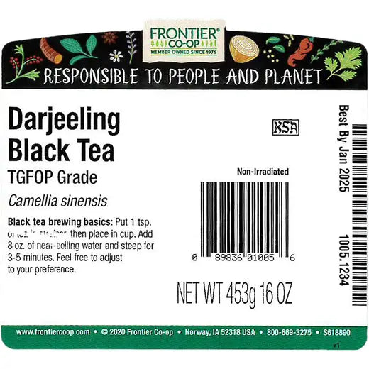 Frontier Co-op Darjeeling Black Tea, per OZ.