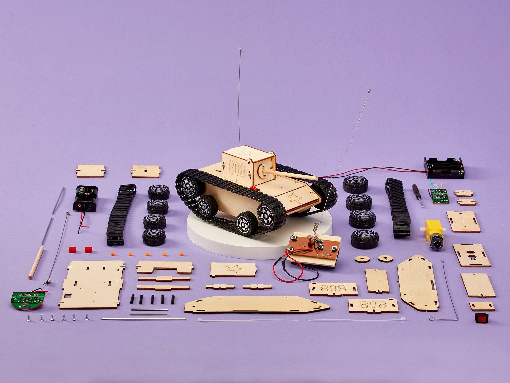 Radio Controlled Tank DIY Kit, STEM Toy, Craft Kit for Kids